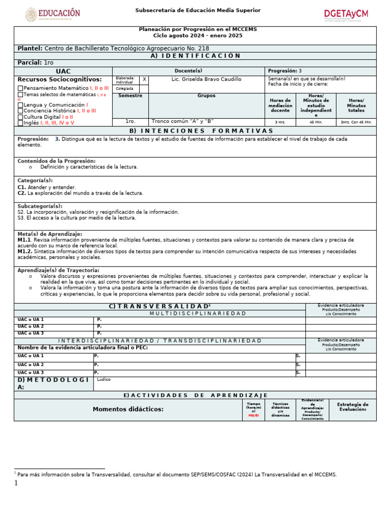 Progresión 3 | PDF | Aprendizaje | Evaluación