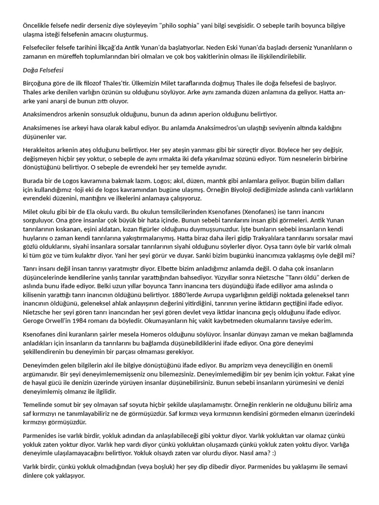 Felsefe Tarihi Kısa | PDF