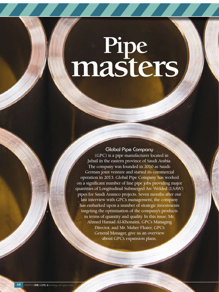 Article About GPC in Energy, Oil & Gas Magazine | PDF | Pipe (Fluid Conveyance) | Welding