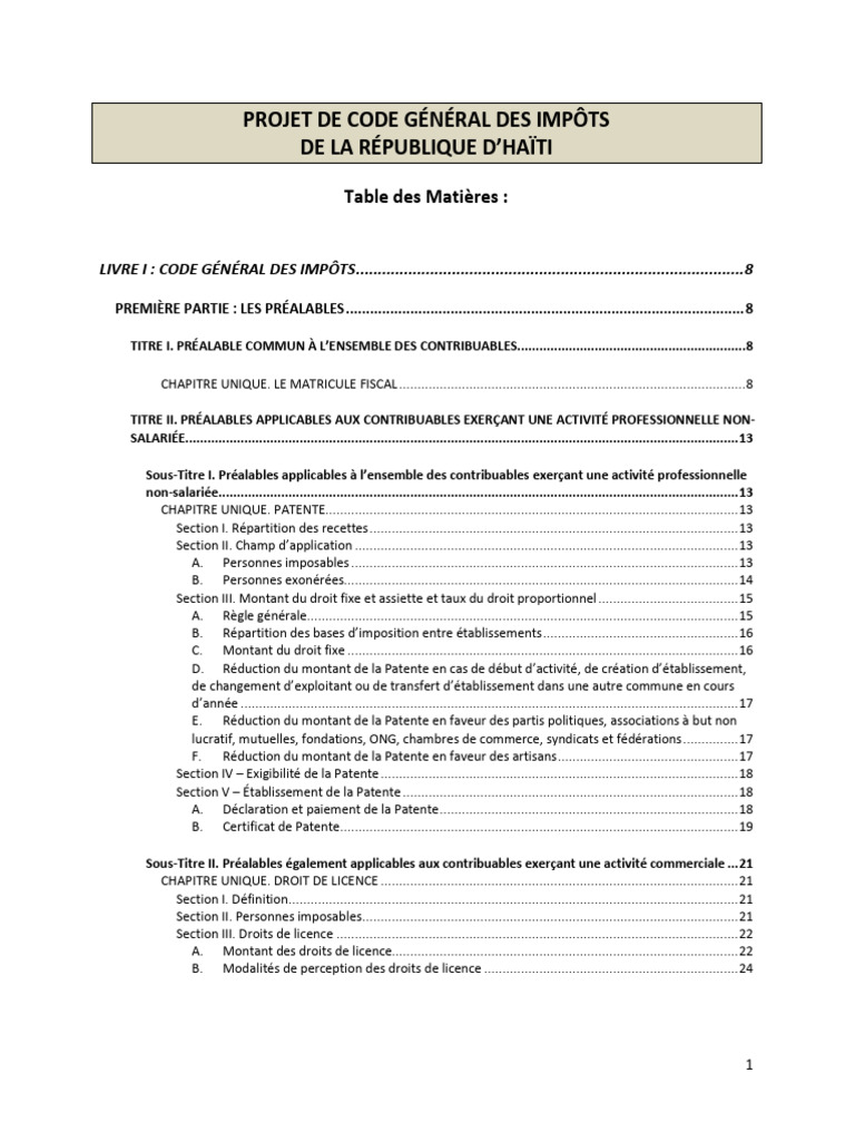 Le Nouveau Code Fiscal Haitien | PDF | Impôt sur le revenu | Impôts