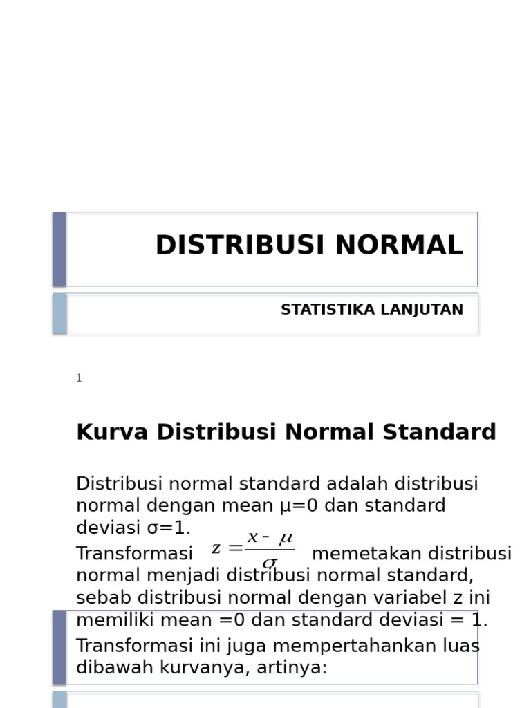 DISTRIBUSI NORMAL DAN TABEL DISTRIBUSI NORMAL (Lanjutan) | PDF