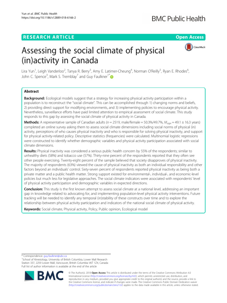 Assessing the social climate of physical | PDF | Policy | Behavior