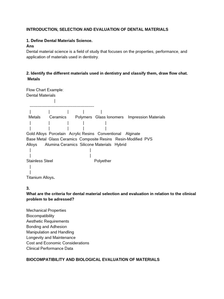 Introduction, Selection and Evaluation of Dental Materials | PDF | Poly ...