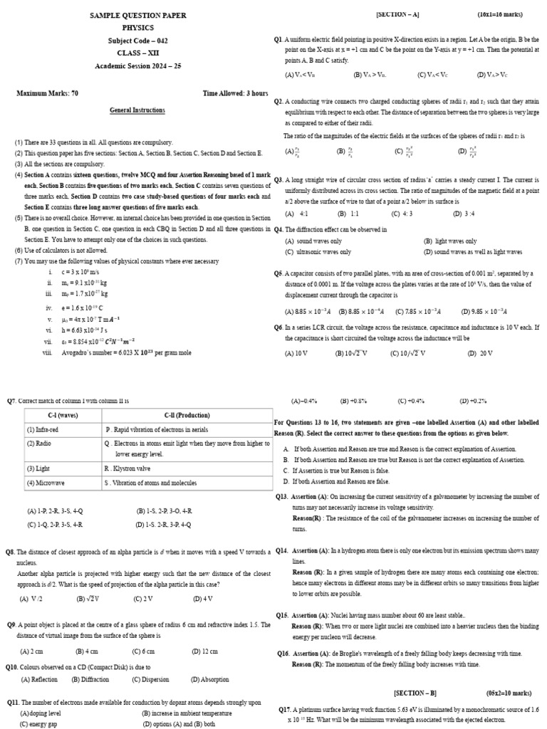 Physics-SQP edit | PDF | Atomic Nucleus | Electron