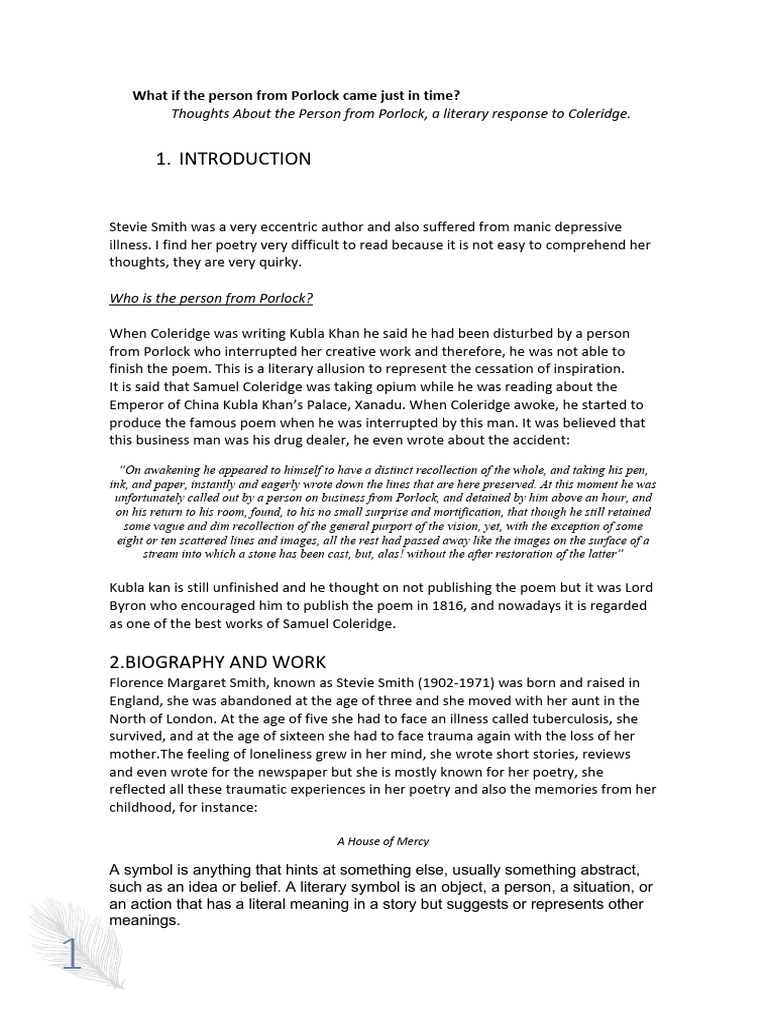 Verónica Molins López-Thoughts About The Person From Porlock. | PDF ...