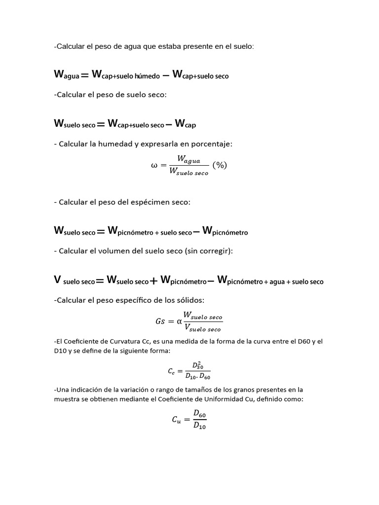 Fórmulas Suelos | PDF