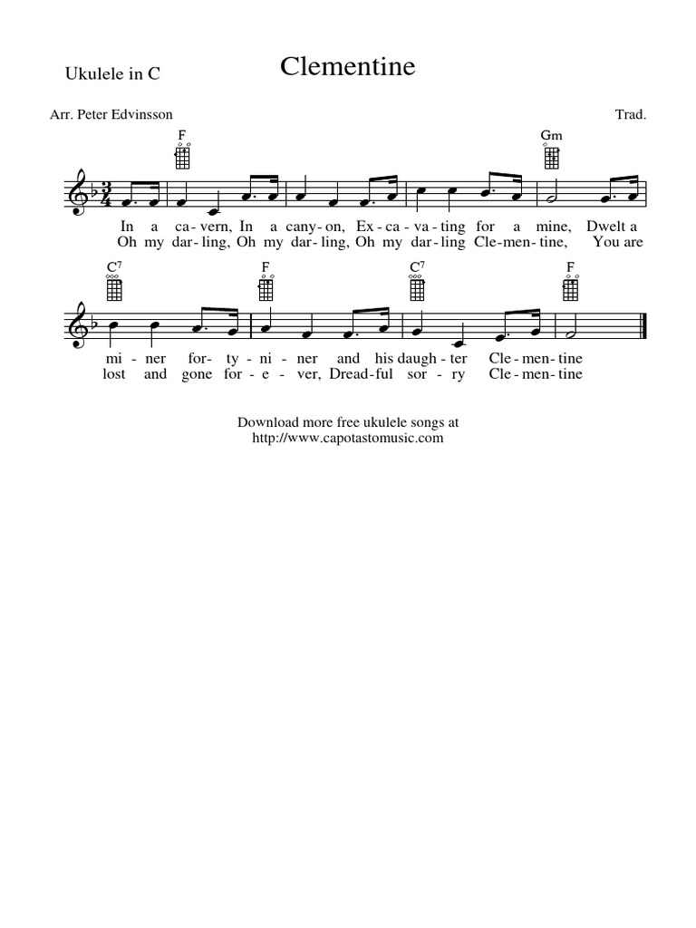 Clementine Ukulele Song | PDF