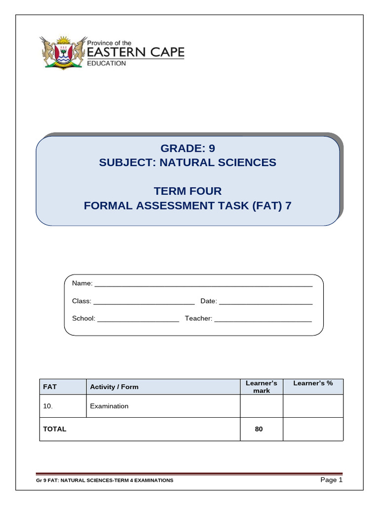 2024 NS - GRADE - 9 - FINAL EXAMS (AutoRecovered) | PDF | Rock (Geology ...