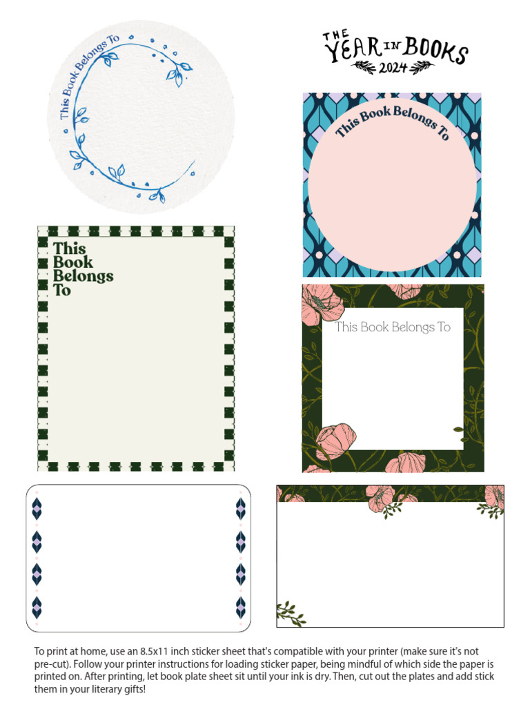 Book Plates Print at Home | PDF