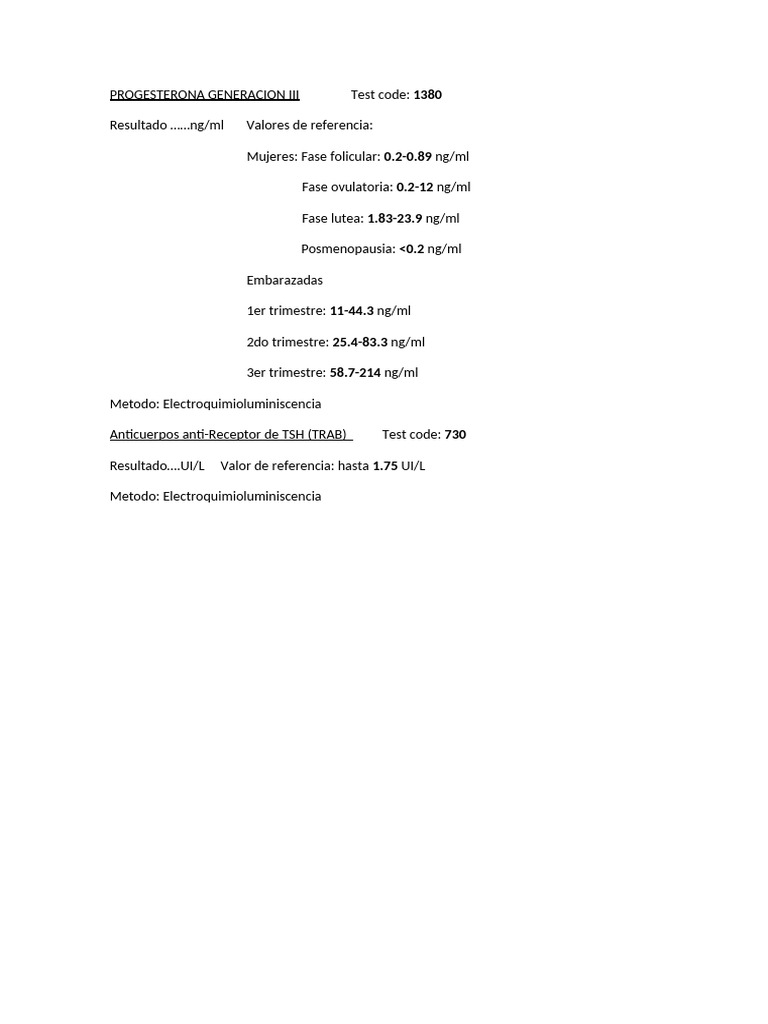 Progesterona Generacion III Test Code | PDF