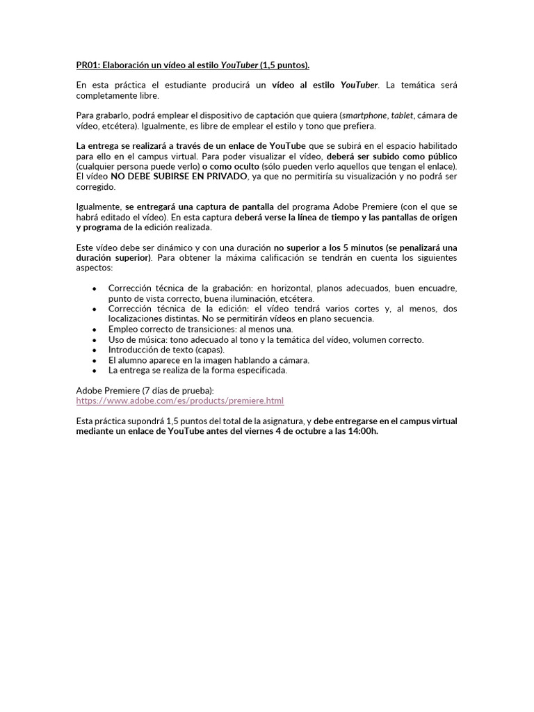 Instrucciones Practica Video | PDF | Arte | Tecnología