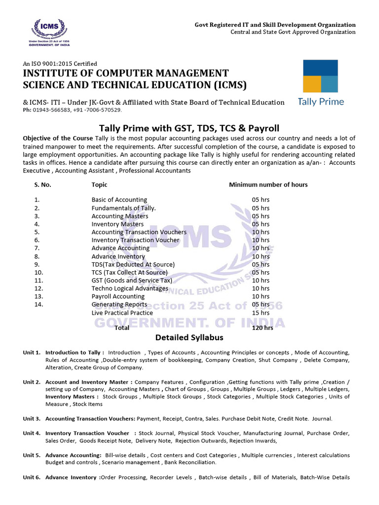 ICMS Tally Prime 9.0 With GST Etc | PDF | Value Added Tax | Business