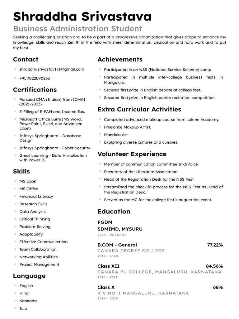 Shraddha Resume | PDF | Computers