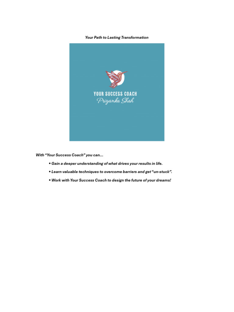 Initial Assessment With Your Success Coach | PDF | Happiness | Personal ...