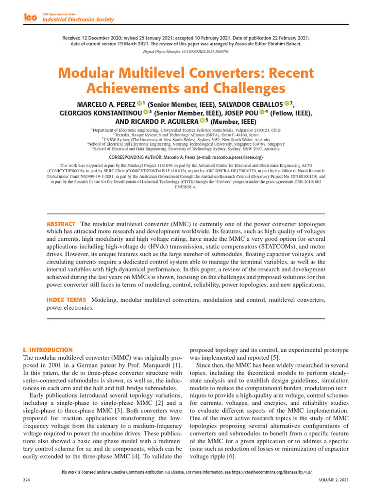 Modular Multilevel Converters Review | PDF | High Voltage Direct ...