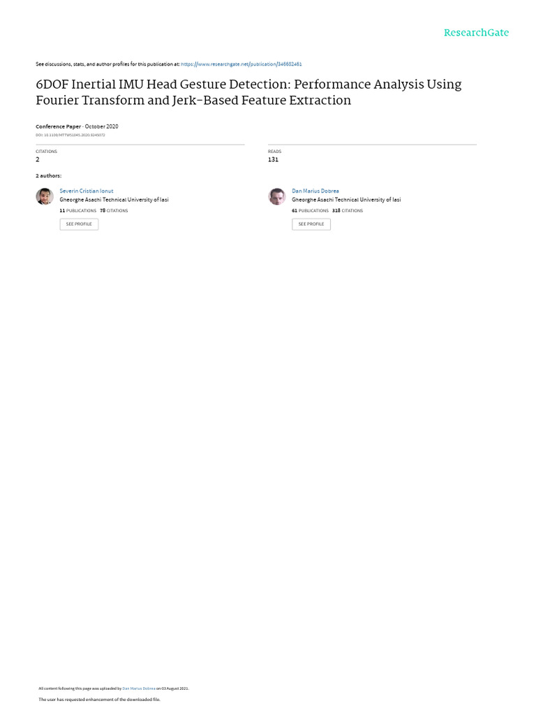 6DOF Inertial IMU Head Gesture Detection: Performance Analysis Using ...