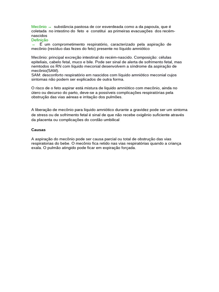 Aspiração de Mecônio em Recém-Nascidos | PDF