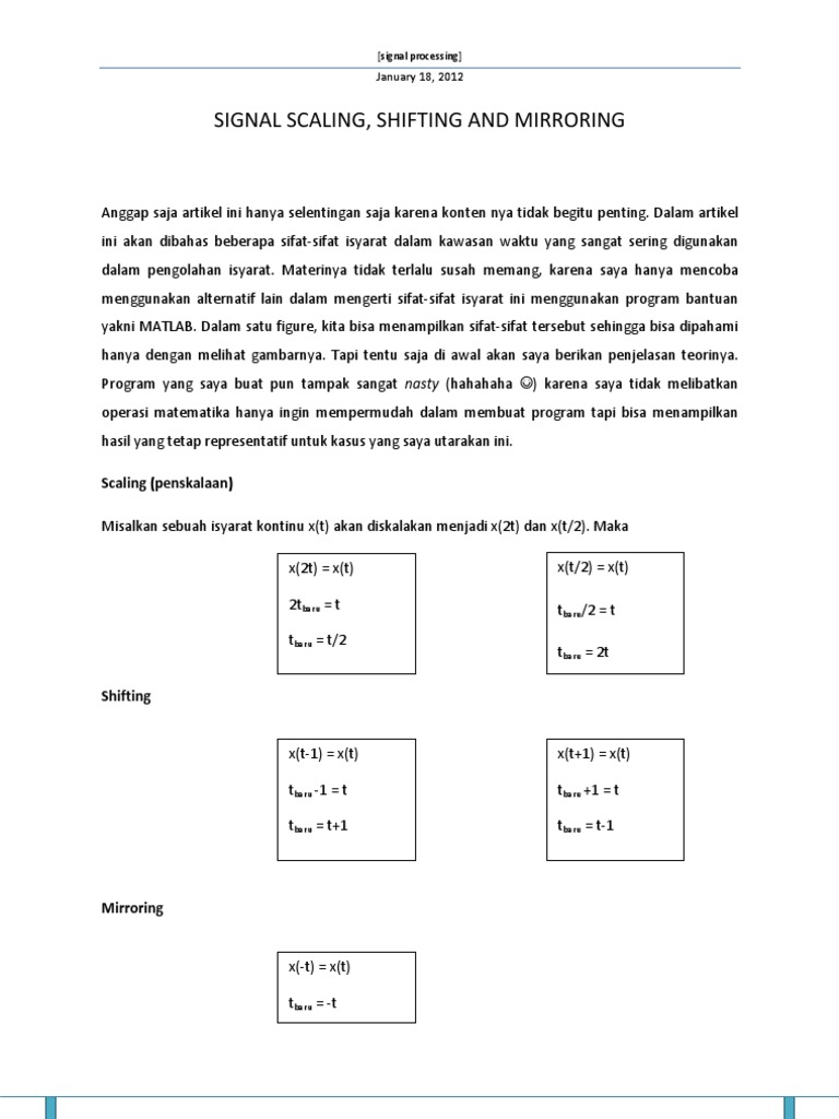 Signal Scaling, Shifting and Mirroring | PDF