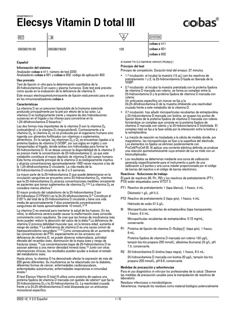 Insert - Elecsys Vitamin D Total III.09038078500.V2.es | PDF