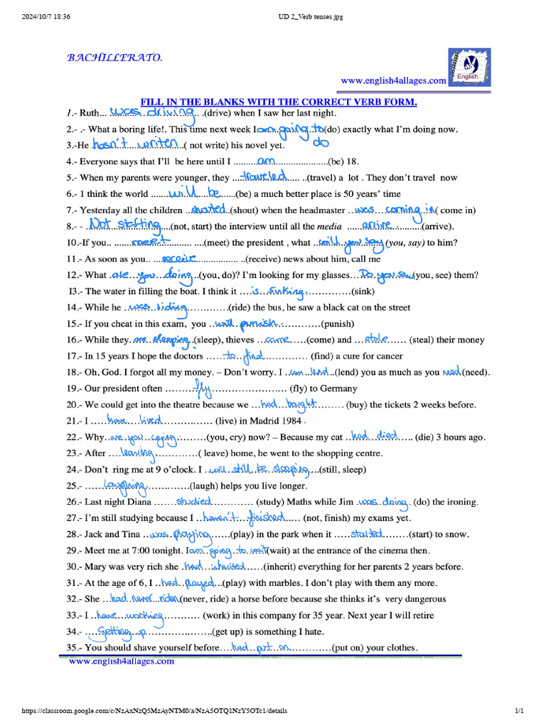 UD 2 - Verb Tenses 2.jpg | PDF