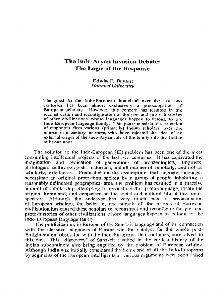 Indo-Aryan Invasion Debate Insights | PDF | History