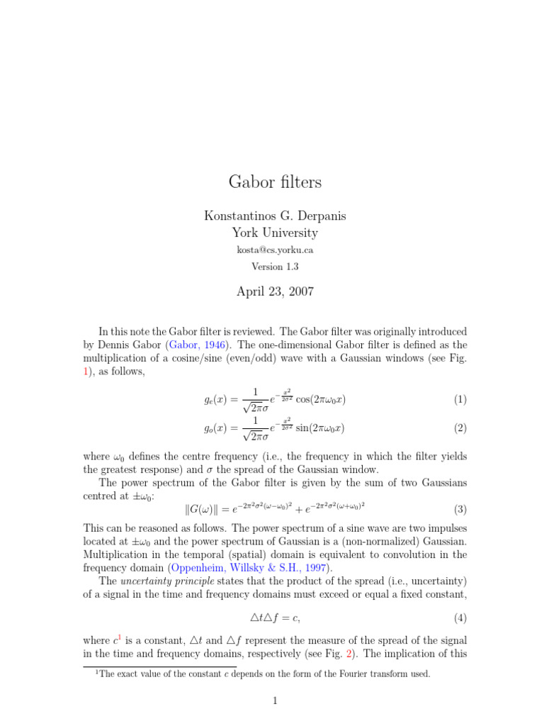 gabor_filters | PDF | Fourier Transform | Filter (Signal Processing)