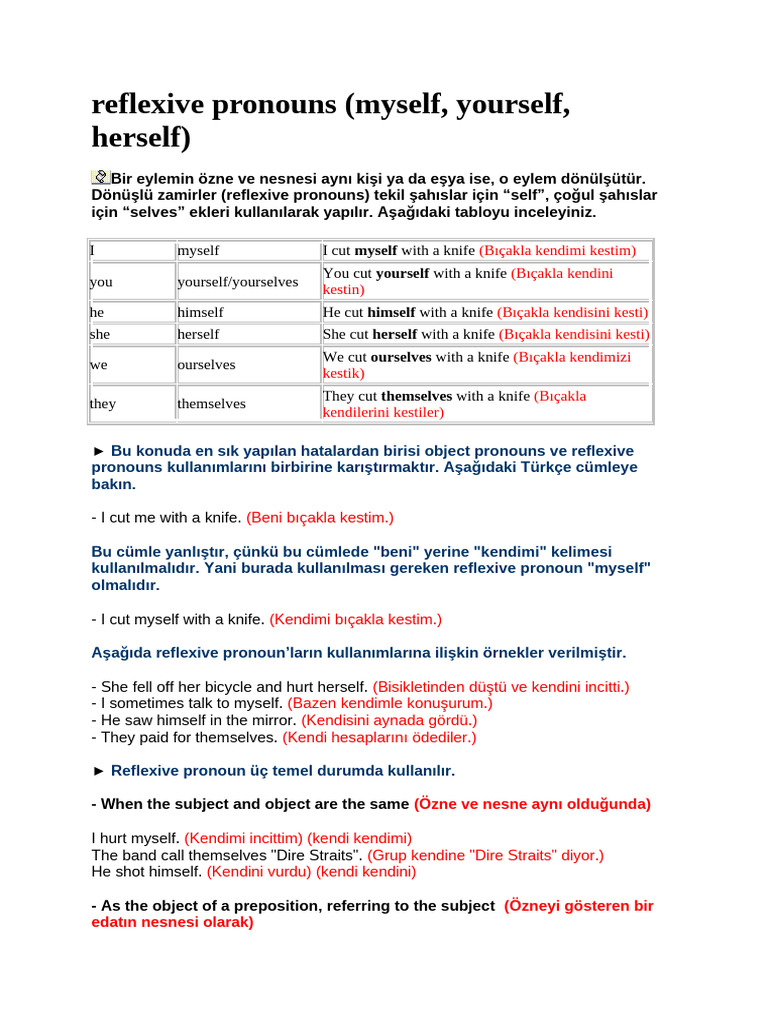 9-reflexive pronouns (myself, yourself, herself) | PDF