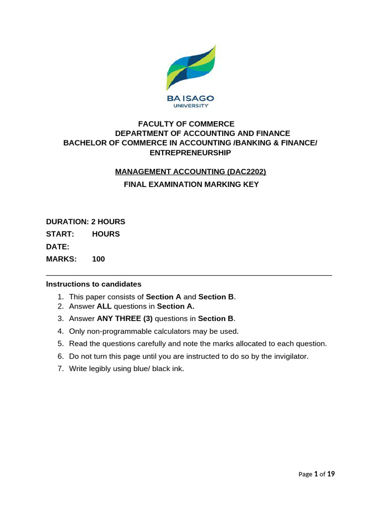 (DAC 2202) MAN ACC FINAL EXAM & answers - Copy | PDF | Net Present Value | Inventory
