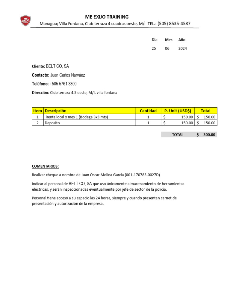 cotizacion bodega 1 | PDF