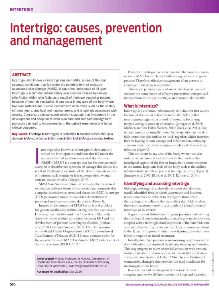 13 Intertrigo Causes Prevention and Management | PDF | Medicine ...