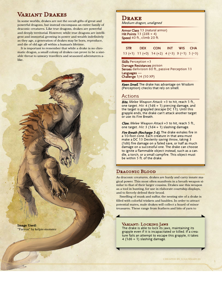 Guide to Variant Drakes in Fantasy Worlds | PDF