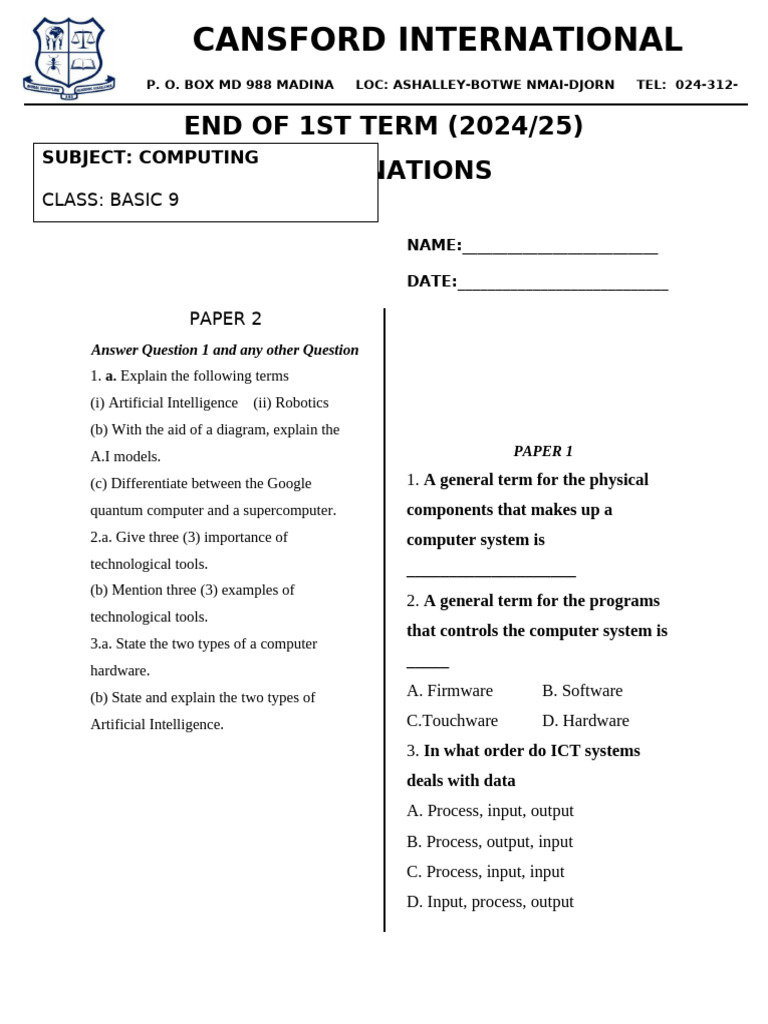 JHS 3 Computing | PDF