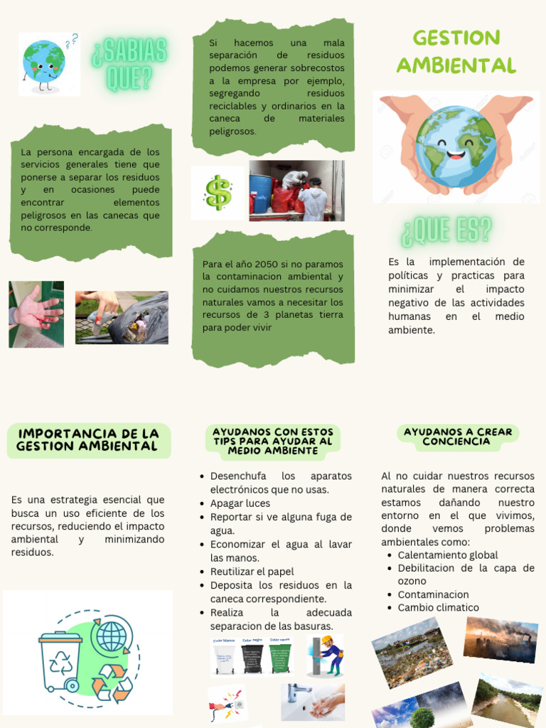 Folleto Tríptico Medio Ambiente Naturaleza Moderno Verde y Blanco | PDF ...