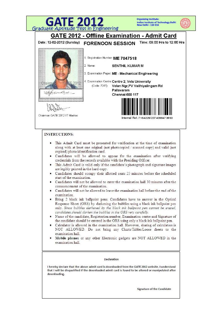 Admit Card | PDF