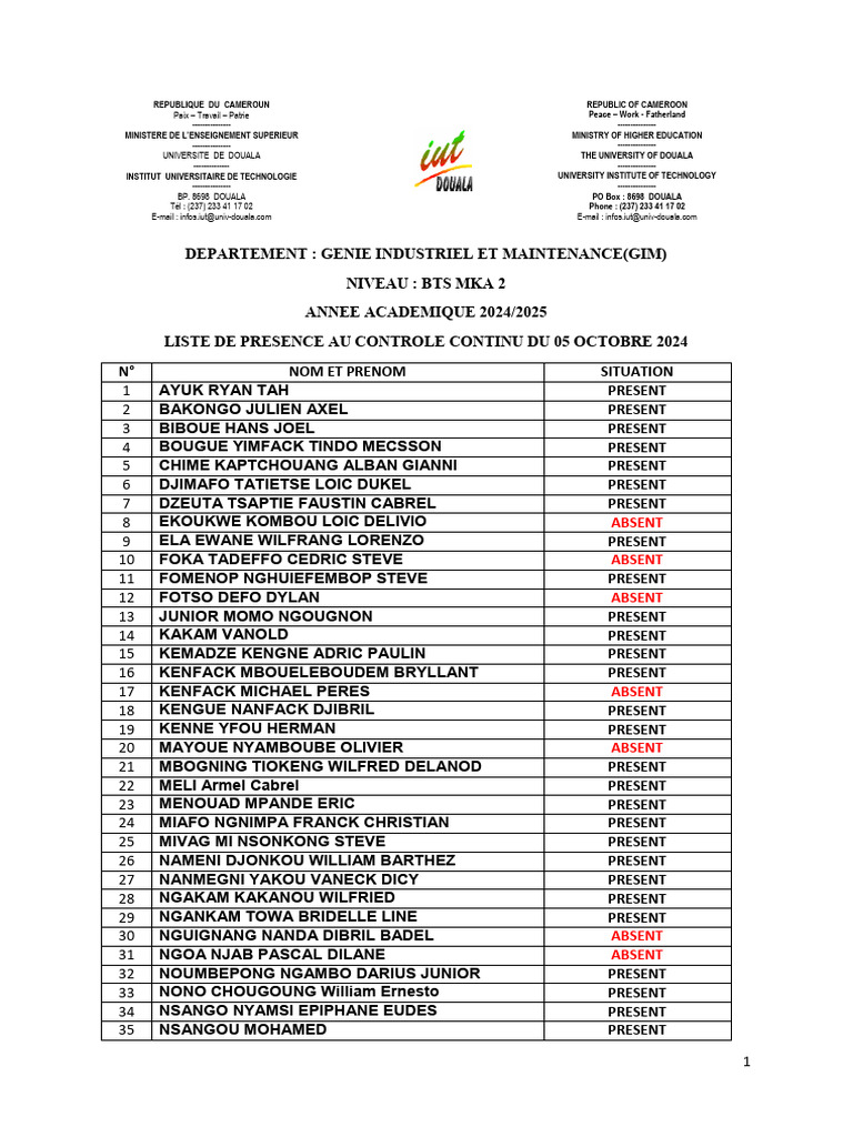 LISTE CC1 MKA 2 | PDF