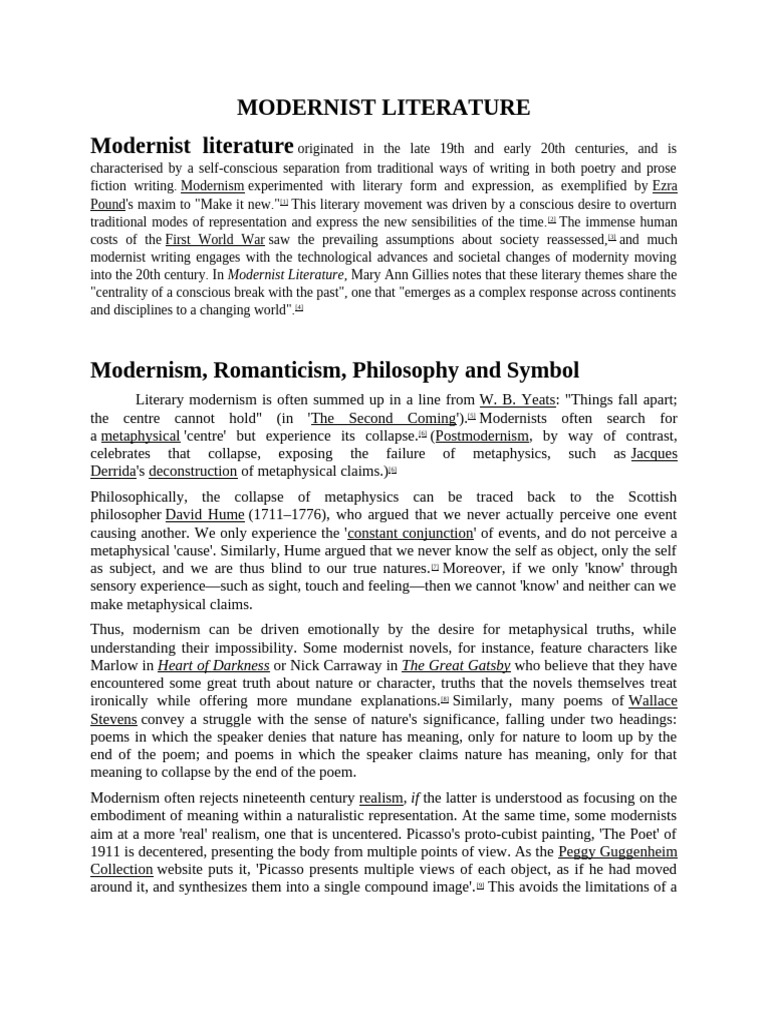 Modernist Literature | PDF | Literary Modernism | Modernism