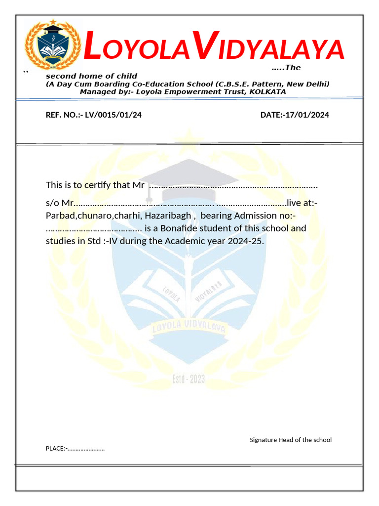 Bonafied of Student LVS | PDF