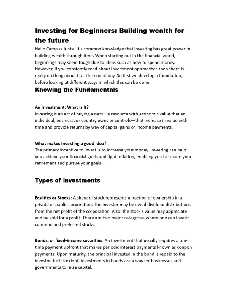 Beginner's Guide to Smart Investing | PDF | Investing | Stocks