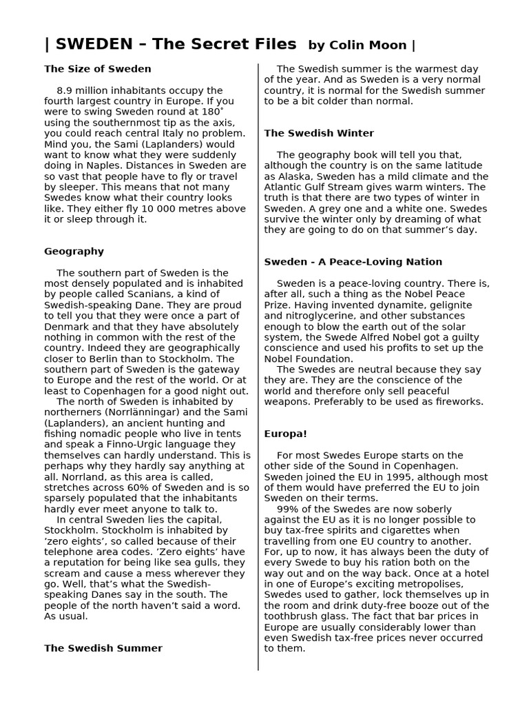 ho- Sweden, The Secret Files | PDF | Sweden | Denmark