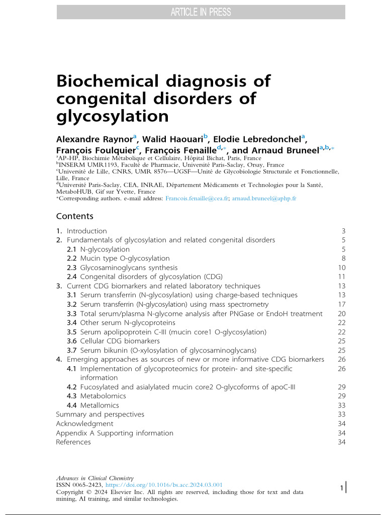 Biochemical Diagnosis of Congenital Disorders of Glycosylation | PDF ...