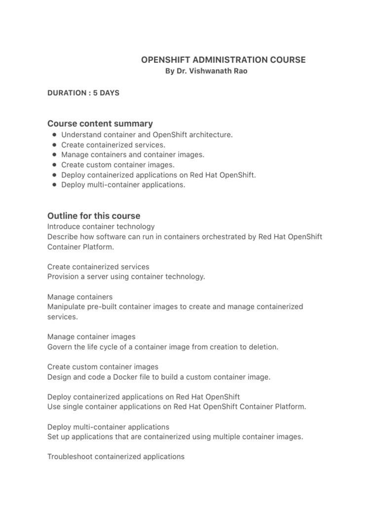 Openshift Administration Course | PDF | Computers | Technology & Engineering