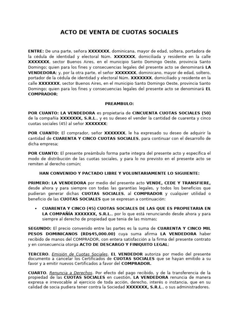 Venta de Cuotas Sociales en RD | PDF | Política | Ciencias sociales