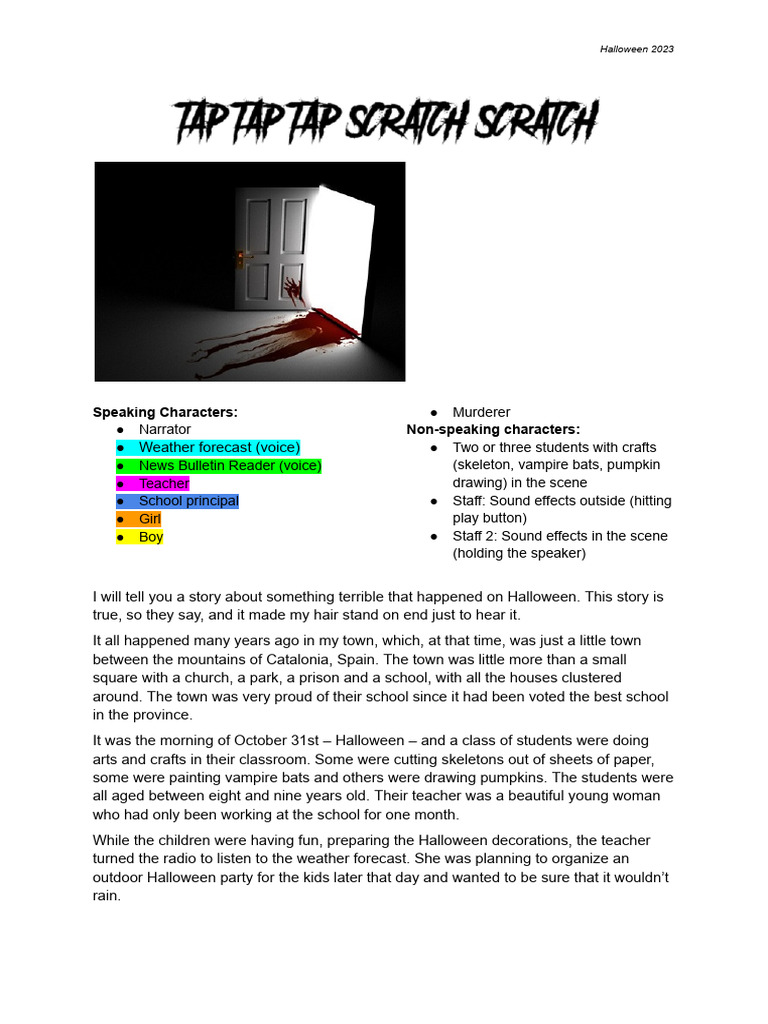 Halloween 2023 - Tap, Tap, Tap, Scratch, Scratch, Scratch | PDF ...
