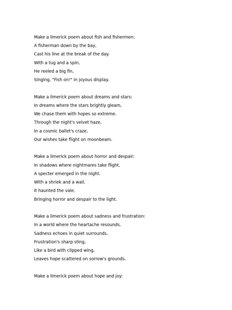 Limerick Poems on Diverse Themes | PDF