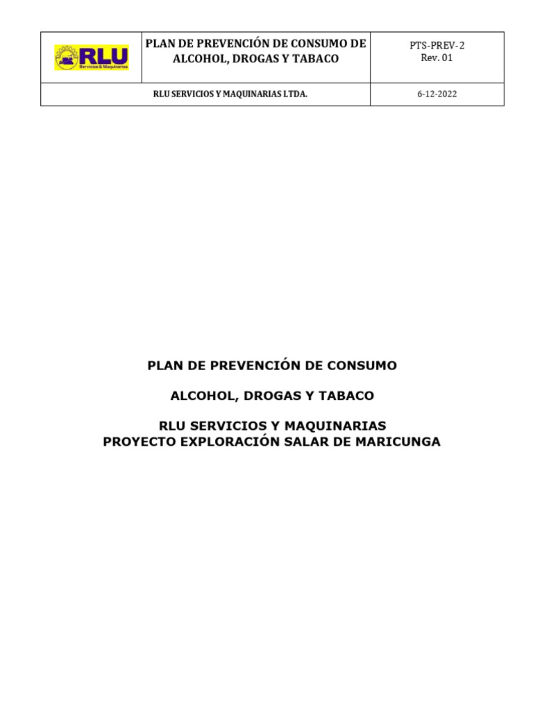 Plan-Alcohol-y-Drogas RLU | PDF | Cannabis (Droga) | Drogas
