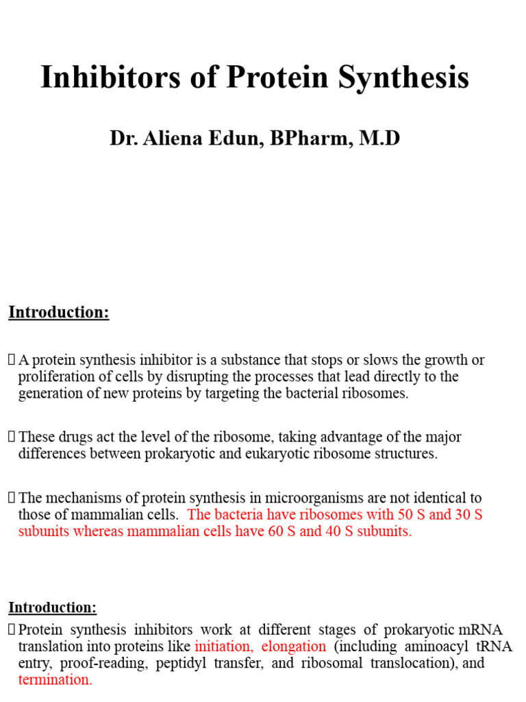 Protein Synthesis Inhibitors | PDF | Translation (Biology) | Ribosome