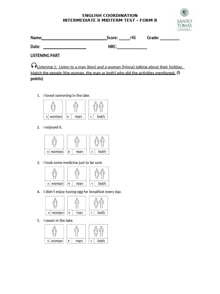 MTT INTERMEDIATE II (FORM B) 2024-2 Final | PDF | Fat | Saturated Fat