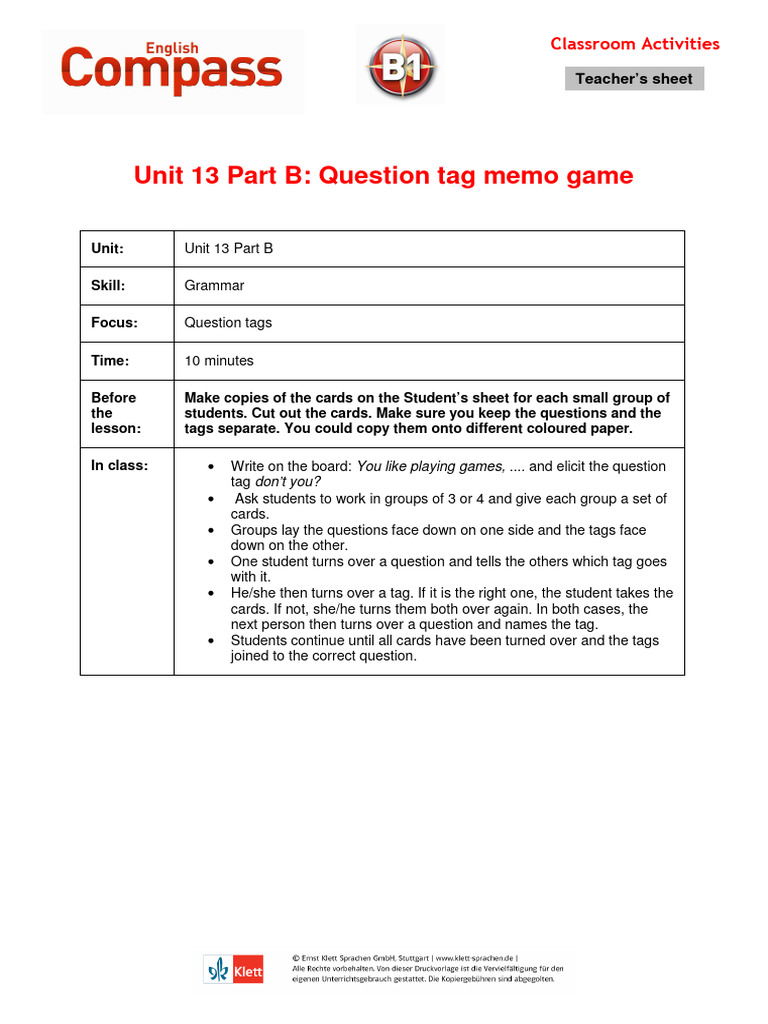 English Compass b1 Activities Unit - 13 - Part - B | PDF | Language ...