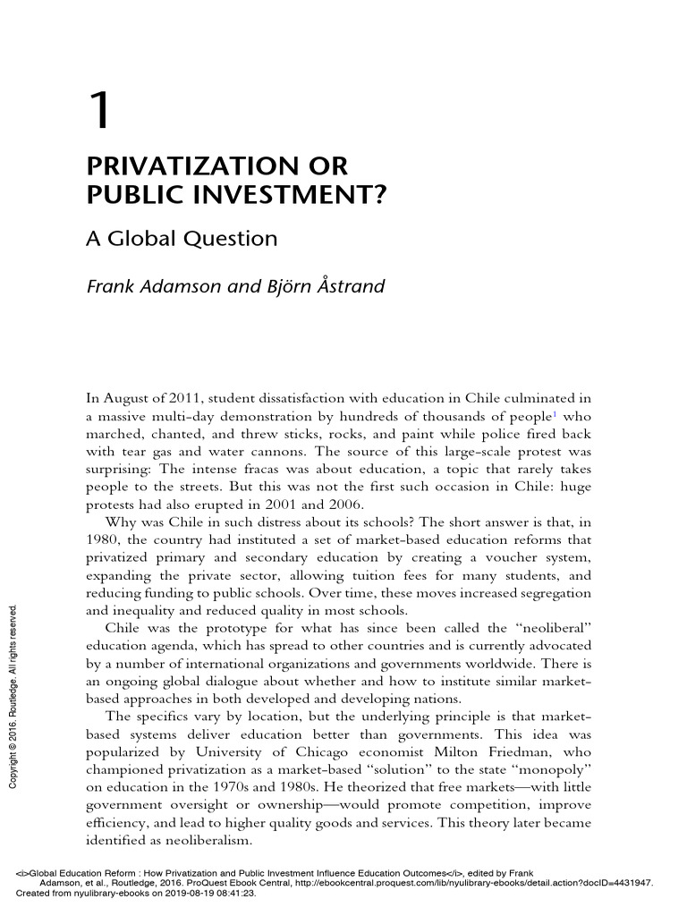 Adamson 1 Privatization or Public Investment A Global Question) | PDF | Neoliberalism ...
