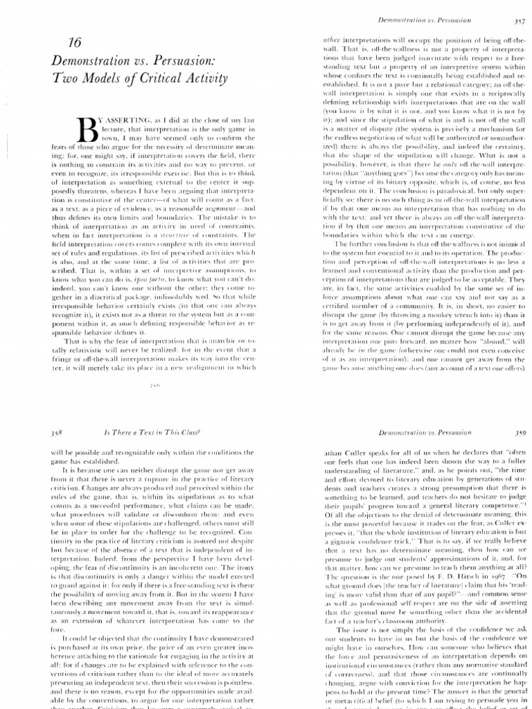 Stanley Fish - Demonstration | PDF